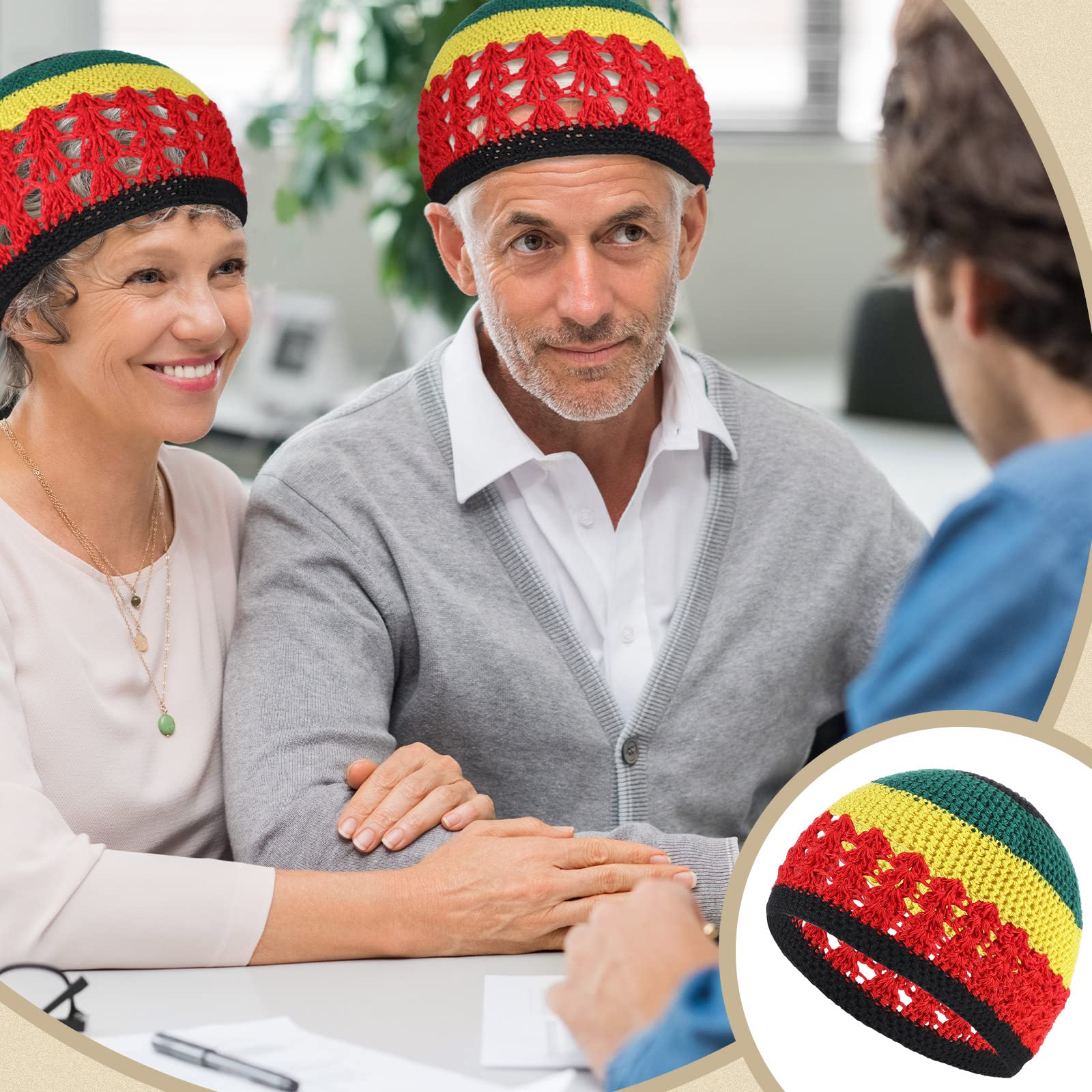 6 Pieces Kufi Hats for Men and Women Colorful Kufi Cap Under Helmet Muslim Hat Crochet Beanie