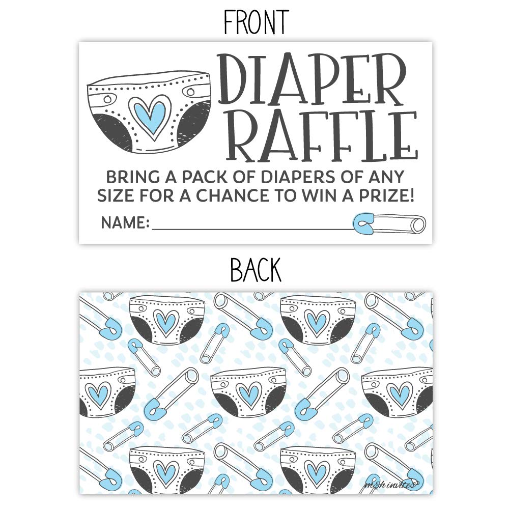 50 Cute Blue Diaper Doodle - Boy Diaper Raffle Tickets - Baby Shower Game