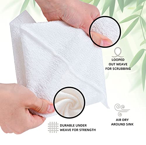 belhope Bamboo Kitchen Dish Cloths, Absorbent Quick Drying Reusable Cleaning Cloths, 9.8 x 9.8 Inches, 6-Pack, White