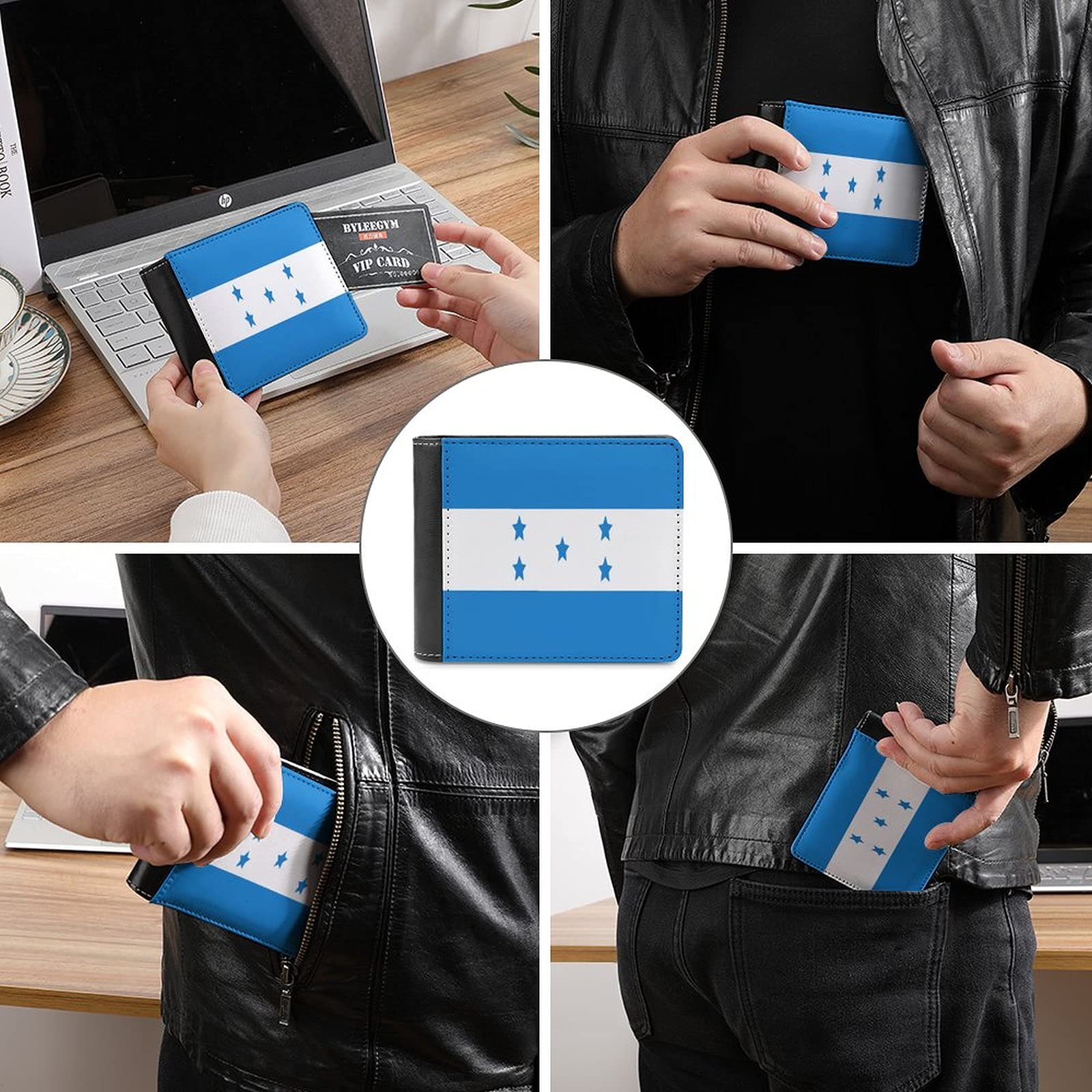 Buonota Honduras Flag 2023 new men's short bi-fold wallet
