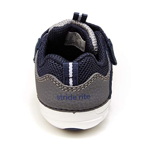 Stride Rite baby boys Soft Motion Kylo Sneaker, Navy/Gray, 6 Wide Toddler US
