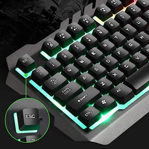 Wired Gaming Keyboard Mouse Combo Set,Colorful LED Backlit Desktop Computer Gaming Keyboad,Lighted Laptop Gaming Mouse Keyboard kit