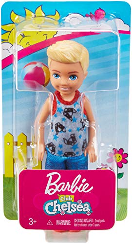 Barbie Club Chelsea Doll, 6-Inch Blonde Boy Doll Wearing Puppy-Themed Romper, for 3 to 7 Year Olds
