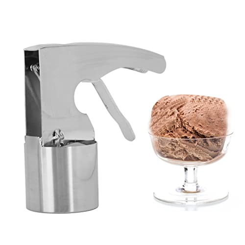 Cylinder Ice Cream Scoop with Trigger, S304 Stainless Steel Cylinder Adjustable Thickness Old Time Ice Cream Scooper Ergonomic Design