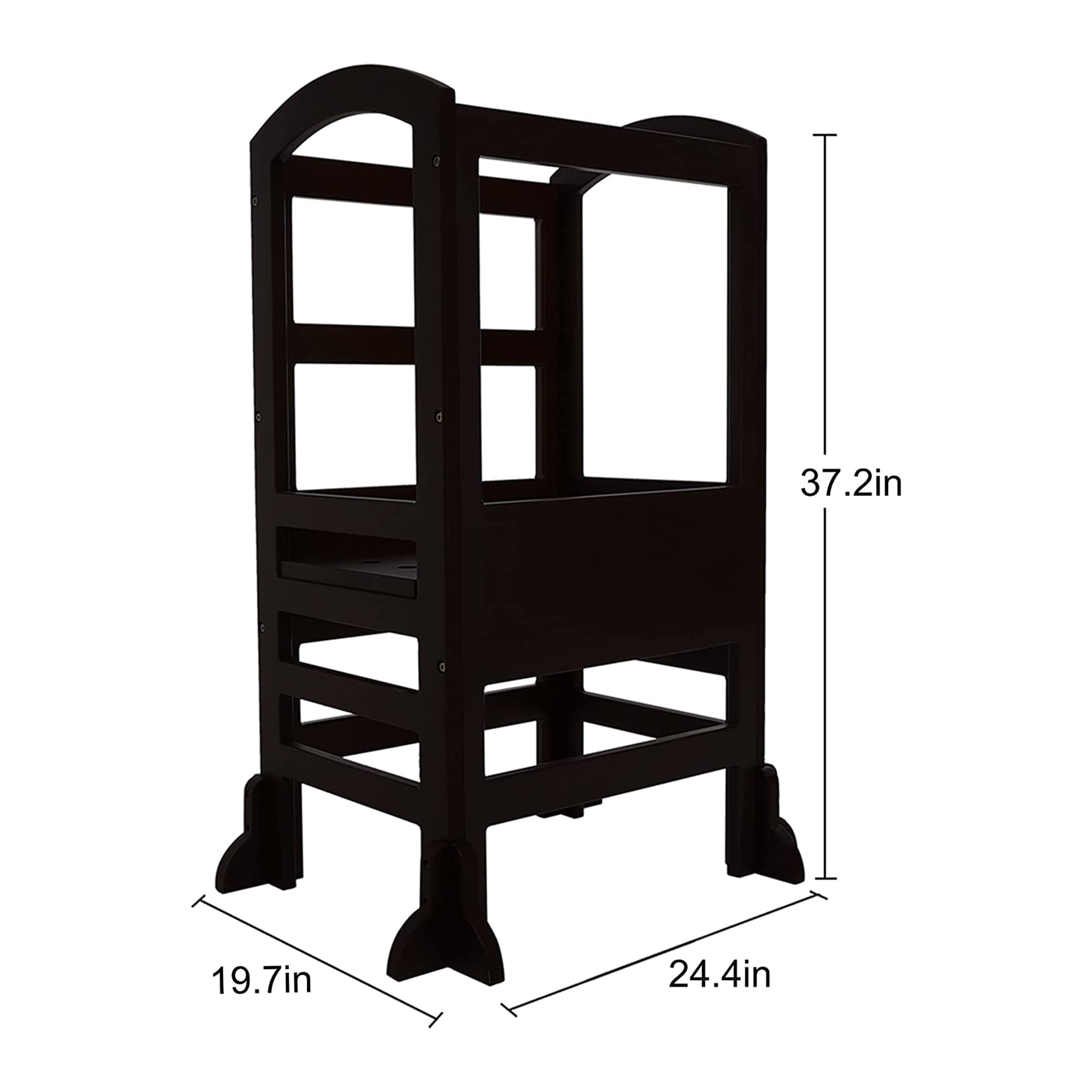SDADI LT02B Kids Kitchen Adjustable Height Toddlers Children Learning Step Stool Tower with 4 Changeable Heights for Kitchen and Bathroom, Black