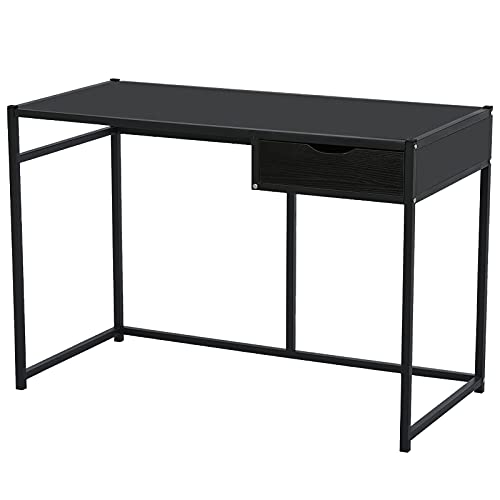 AZXY Computer Desk with Storage Drawer, 42β Home Office Desk Metal Frame, Drawing Table Writing Study Workstation for Men Women, Made of Excellent Environmentally Friendly Plates (Black)