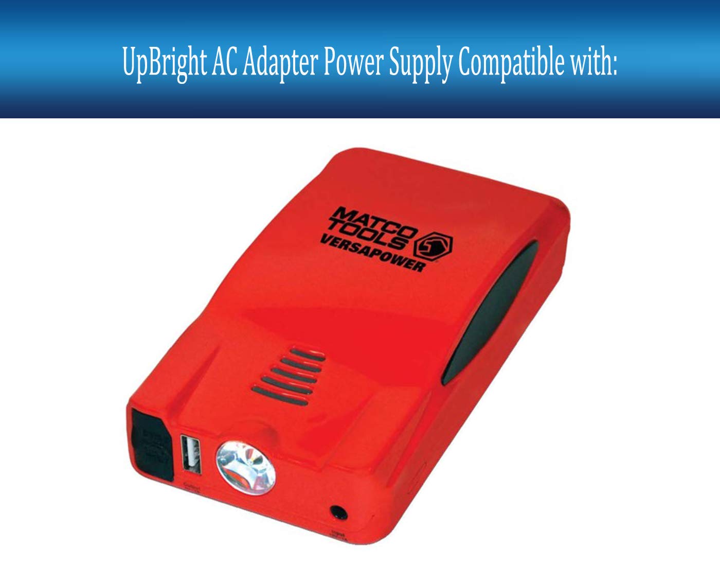 UpBright 14V AC/DC Adapter Compatible with Matco Tools VersaPower MiniJump Car Jump Starter Versa Power Mini Jump 12000mAh Portable Power Supply Battery Input 14V/1A 14VDC 1A 1000mA Charger (Barrel)