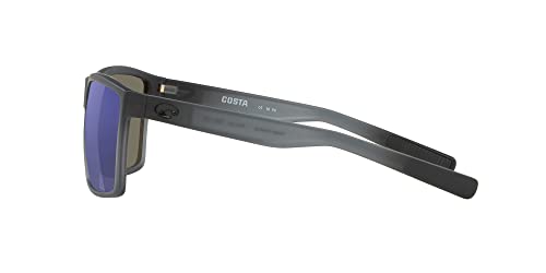 Costa Del Mar Men's Rincon Fishing and Watersports Polarized Rectangular Sunglasses, Matte Smoke Crystal/Grey Blue Mirrored Polarized-580G, 63 mm