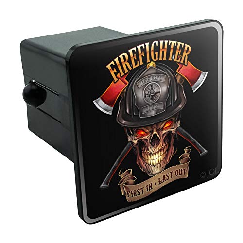 Firefighter Skull First in Last Out Fireman Tow Trailer Hitch Cover Plug Insert
