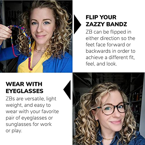 Zazzy Bandz Sunglasses Headband (Made in USA): Curly Thick Hair Headband - Medium & Large Size Glasses Headbands - The Viral Headband (Combo: Original + Relaxed, Espresso)