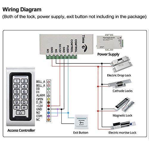 HFeng Standalone IP68 Waterproof RFID Access Control Keypad Metal Card Reader + 10pcs 125KHz Proximity Keychains WG26 2000 Users for Home/Office