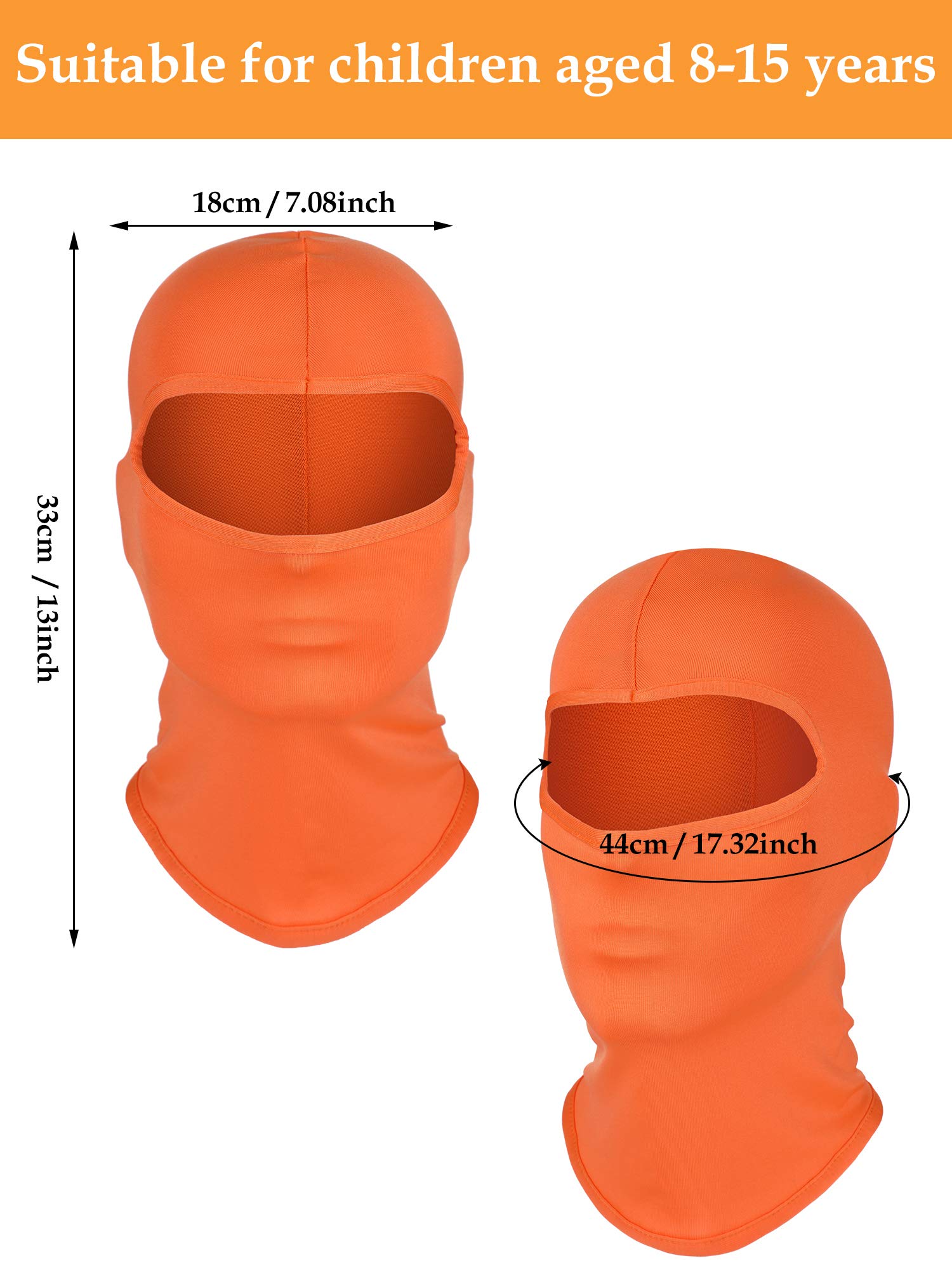 6 Pieces Ski Mask Kids Balaclava Winter Windproof Face Covering Breathable Neck Gaiter for Winter Outdoor Activities (White, Sky Blue, Orange, Dark Blue, Purple, Black, Large)