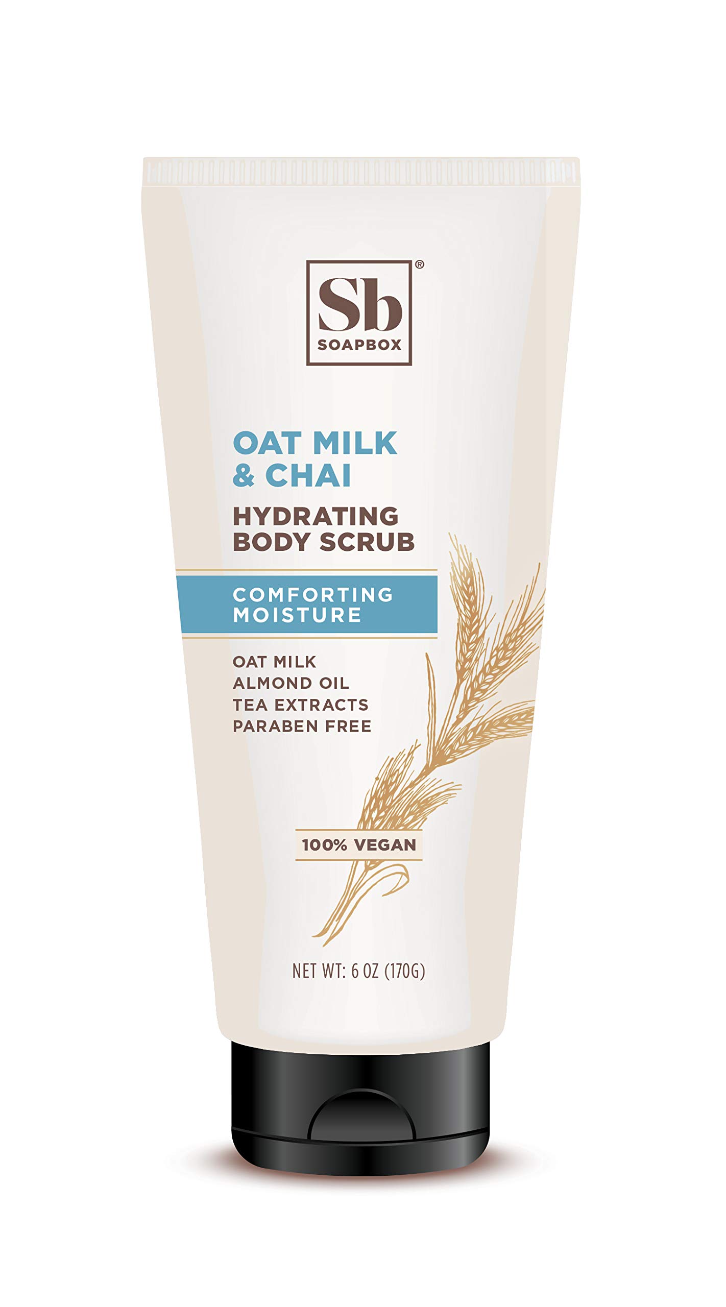 Soapbox Gentle Exfoliating Body Scrub ? Oat Milk & Chai ? 6oz ? Moisturizing Body Scrub for Visibly Smoother Skin with Coconut Oil and Oat Milk