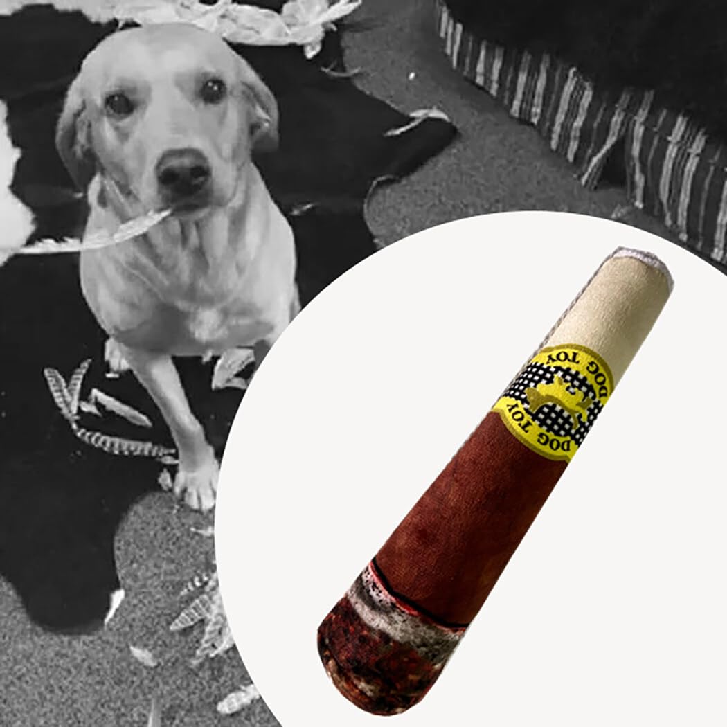 Squeaky Stuffed Cigar Shaped Toy for Dogs - Plush, Lifelike, and Fun Chewable Novelty Pet Accessory