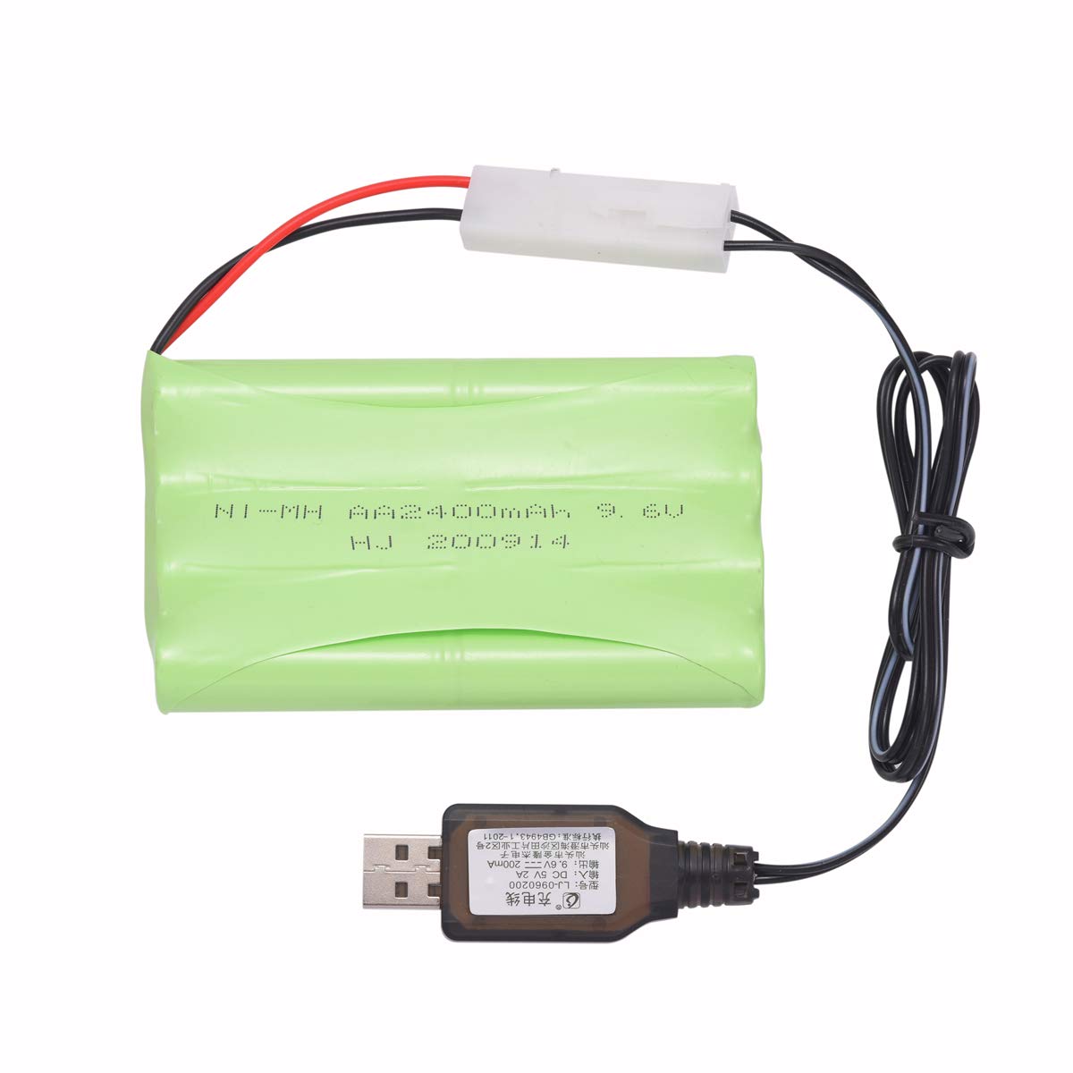 OooSure Rechargeable Ni-Mh Battery AA X 8 (4+4) 2400mAh 9.6V KET-2P / L6.2-2P Plug for RC Toy Household Electric Appliances Lighting Equipment with Charging USB Cable