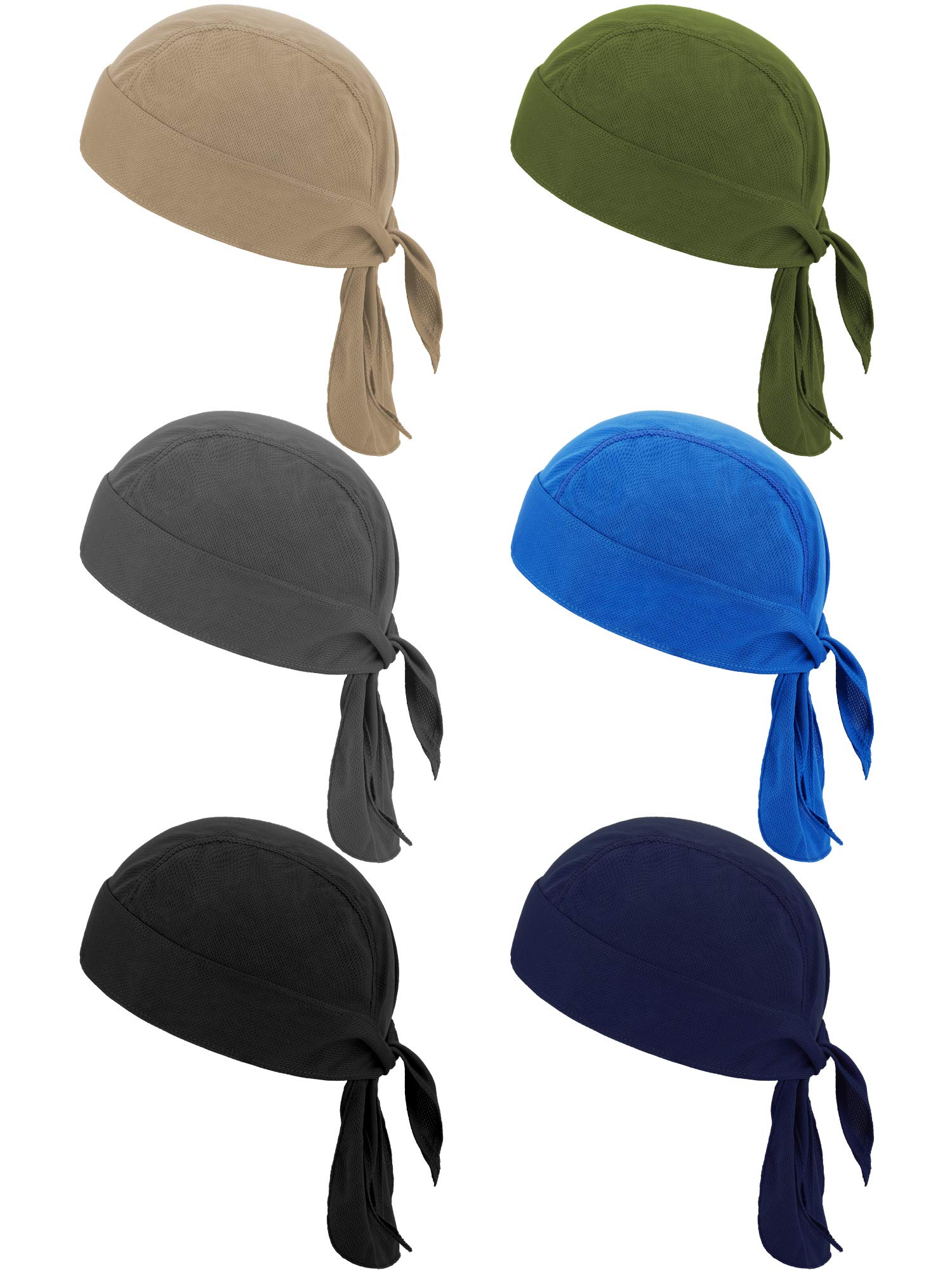 6 Pieces Sweat Wicking Beanie Cap Helmet Liner Skull Cap Breathable Cycling Head Wrap for Women Men Outdoor Activities (Classic Colors)