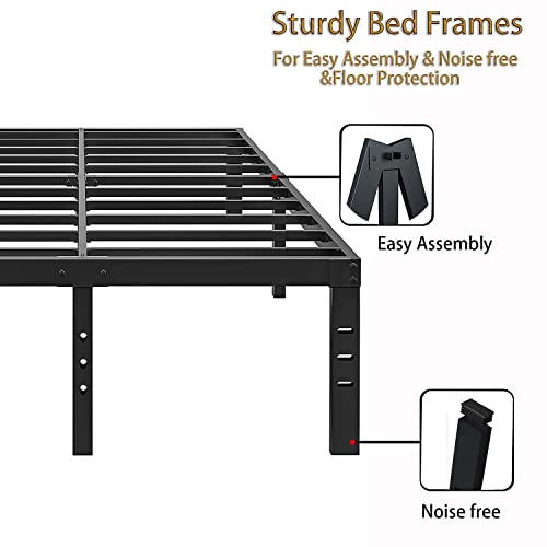 Caplisave Full Size High Metal Platform Bed Frame,Max 3500lbs Heavy Duty Metal Slat Support,14 Inch Underbed Storage,Easy Assembly,No Box Spring Needed,Black