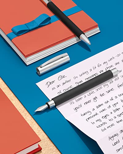 Faber-Castell Ambition 148140 Fountain Pen High-Grade Resin Nib Size M Barrel Colour Black/Silver