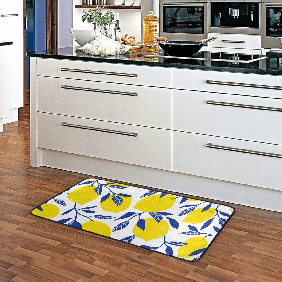 AGONA Anti Fatigue Kitchen Mat Tropical Fruits Yellow Lemons Kitchen Floor Mat Soft Standing Mats Absorbent Area Rugs Non Slip Kitchen Rugs Bath Rug Runner Carpet for Home Decor Indoor Outdoor