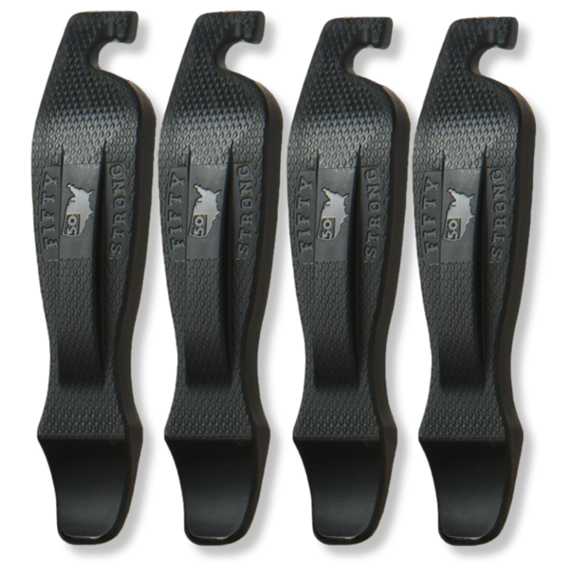 50 Strong Bike Tire Levers | Set of 4 Ultra Strong Tire Spoons | Made in USA | Easy Grip Interlocking Design | Must Have Bicycle Accessories & Bike Tools | Premium Tire Tools