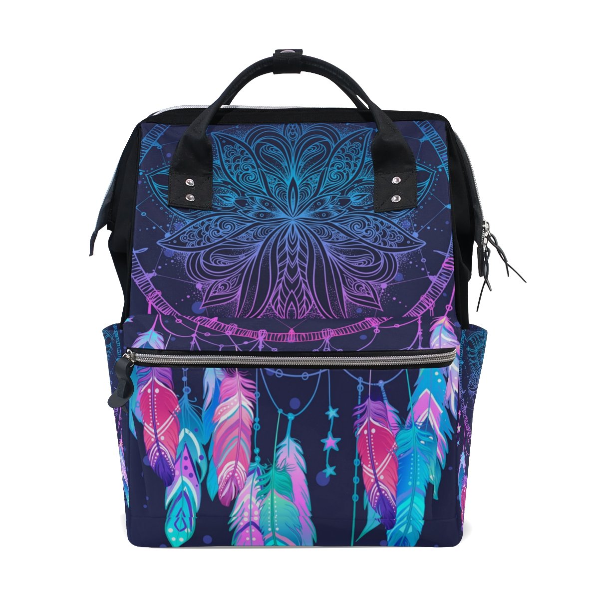 My Little Nest Large Capacity Diaper Bag Chic Bohemian Dream Catcher with Feathers Durable Multi Function Travel Backpack for Mom