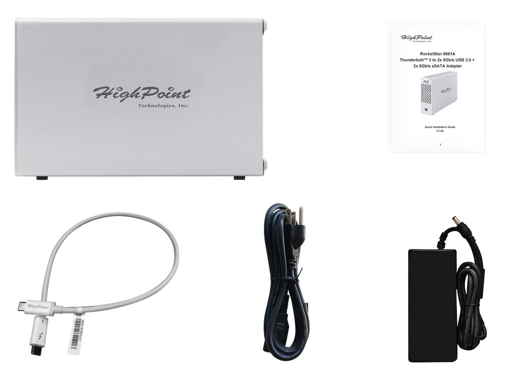 HighPoint Technologies Highpoint RocketStor 6661A-4USB Thunderbolt 3 to 4X 10Gb/s USB 3.1 Adapter