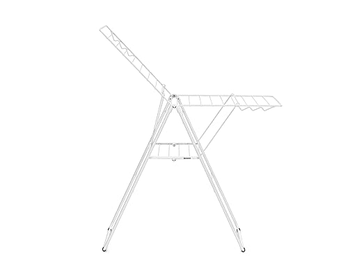 Brabantia HangOn Laundry Drying Rack (20m / Fresh White) Compact, Foldaway, Adjustable Indoor Stainless Steel Clothes Horse