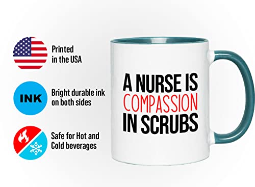 Bubble Hugs Nurse 2Tone Green Mug 11oz - A nurse is compassion - Labor Clinical Certified Nursing Assistant Surgical Emergency Oncology Practitioner