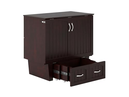 AFI, Nantucket Twin Murphy Bed Chest with Mattress, Storage Drawer and Built-In USB Charger, Espresso