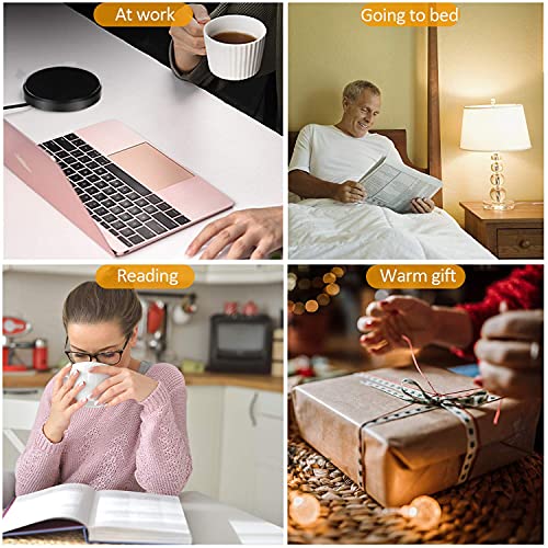 Coffee Mug Warmer & Mug Set, KRGMNHR Smart Coffee Warmer for Desk with Auto Shut Off for Desk Home Office Use, Pressure-Activated Technology, 15oz Flat-Bottomed Ceramic Mug, Black Set (Upgrade)