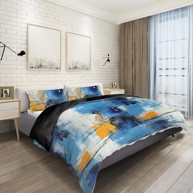 Xarleslyna Queen Size Duvet Cover Sets Ginkgo Leaf Colorful Ultra Soft Bedding Sets 3PCS, Autumn Harvest Fallen Leaves 1 Comforter Covers 2 Pillow Shams (88"x88")