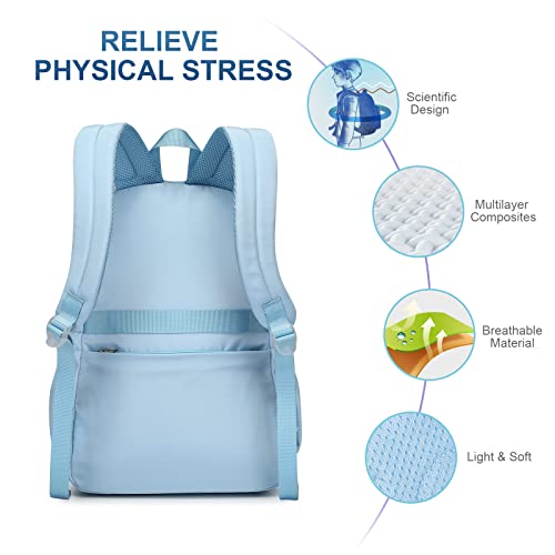 Caran·Y Kids Backpack Girls and Boys Classic School Backpack Light Weight Two Size Multi-pocket Aqua-Blue Suitable for ages 6+ and above(Aqua Blue)