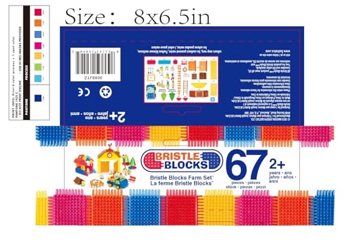 Battat- Bristle Blocks- STEM Interlocking Building Blocks- 67 pc Farm Playset- Developmental Toys for Toddlers & Kid- Barnyard Playset- 2 Years +