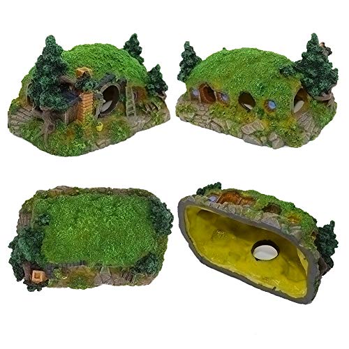 Ulifery Hobbit House Fish Tank Decorations, Natural Aquarium Ornament Cave Reptile Hole Shelter for Betta Hiding/Miniature Garden, Small