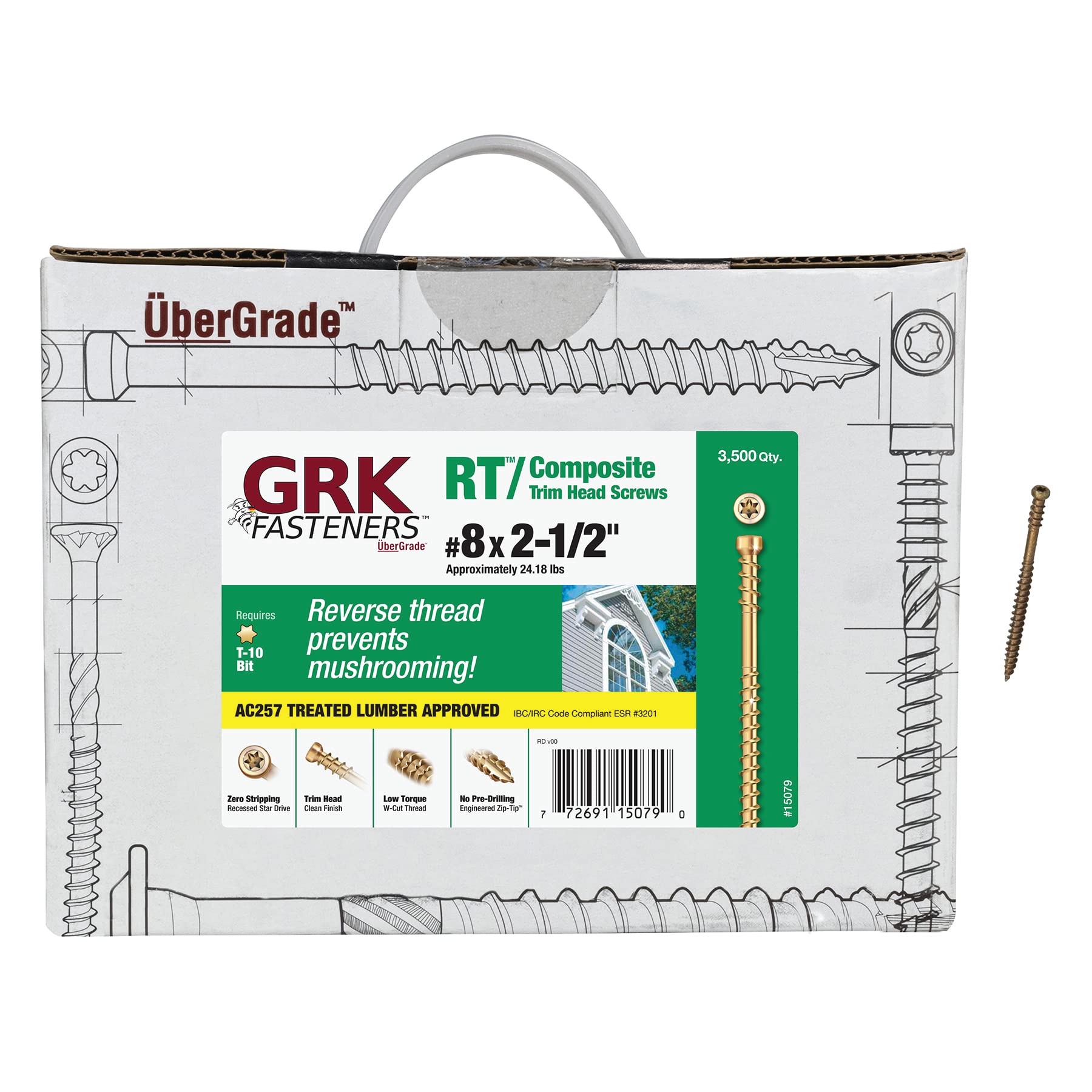 GRK 15079#8 x 2-1/2" RT Composite™ Exterior Trim Screws 3500 Count