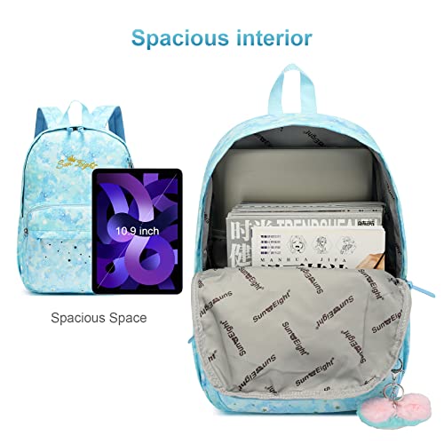 Caran·Y Waterproof Girls Backpack for Kids in Elementary School bag Large space Love decoration Starry pattern Fit Over 6 years old Backpack for Toddler Girls Book Bag(Aqua Blue)