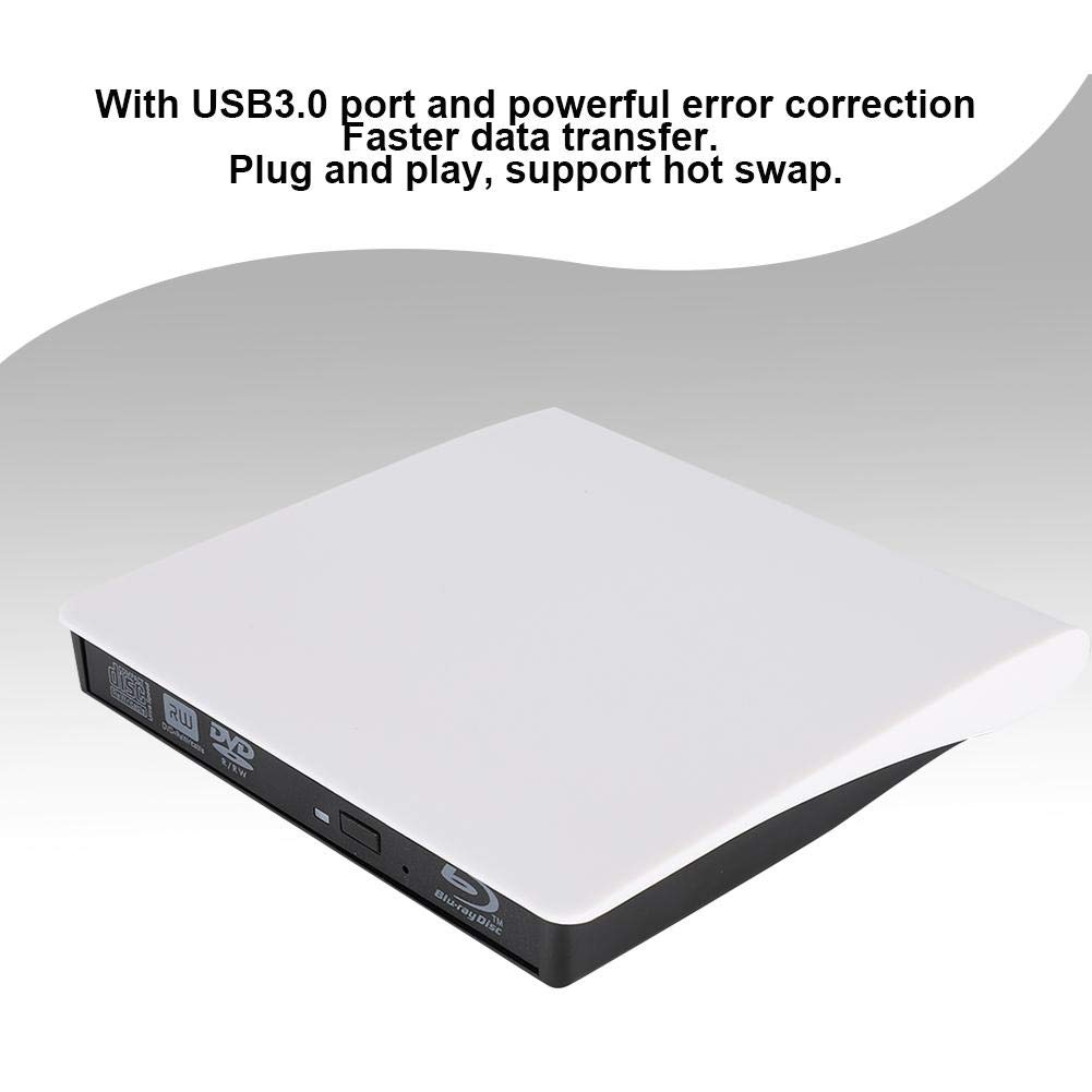 9.5mm Protable USB3.0 SATA External Convenient Optical Drive Housing, 5Gbps Ultrathing External Drive Box for Enhance Functionality of Laptop, Better Hard Drive Optical Disk Drive Adapter(White)