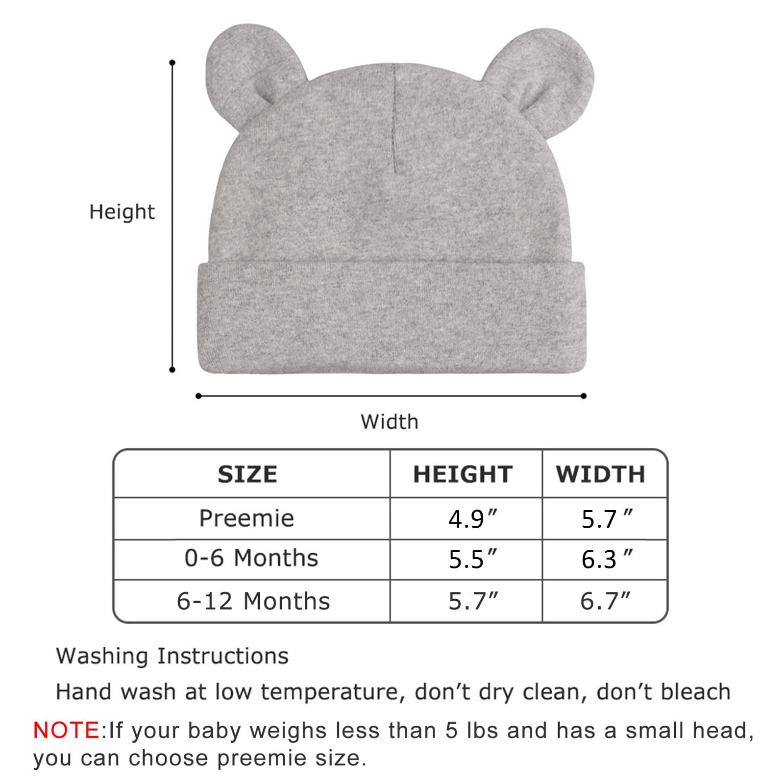 PESAAT Newborn Hospital Hat 0-12Months Preemie Boys Girls Beanie Solid Infant Baby Hats Autumn Winter (4Pack-A, 0-6 Months)