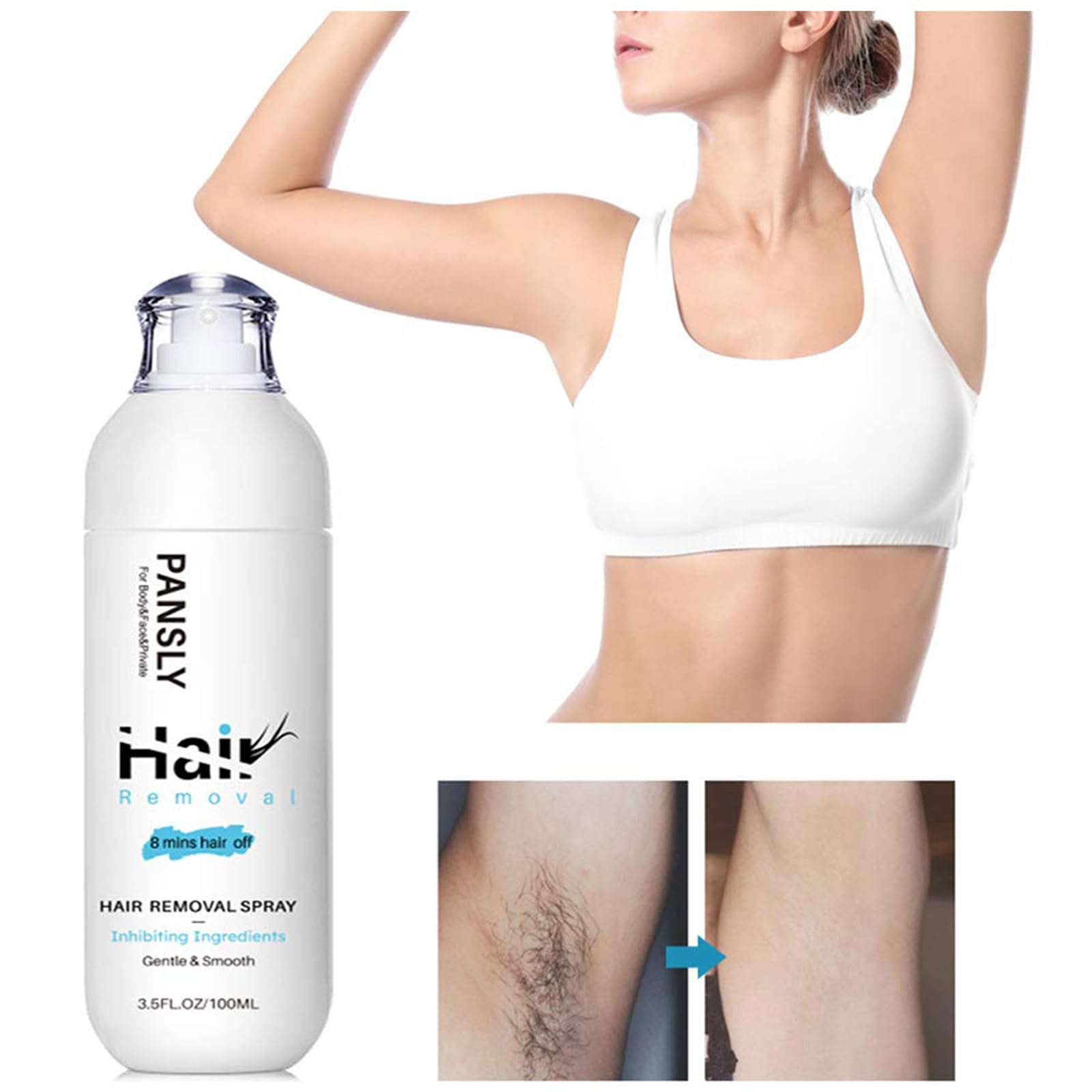 Non-Irritating Moisturizing Hair Removal Cream and Spray for Men and Women - For Legs, Hands, Arms, Underarms, and Bikini Areas (100ML)