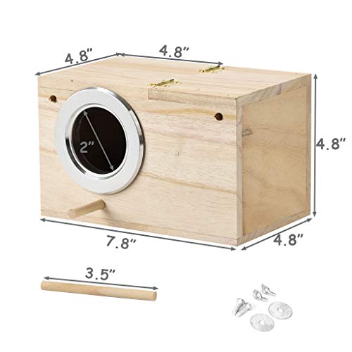 ZYYRT Bird Breeding Box Parakeet Nest Box Budgie Cage Wood House for Parrot, Lovebirds, Parrotlets Mating Box(7.8βx4.8βx4.8β)