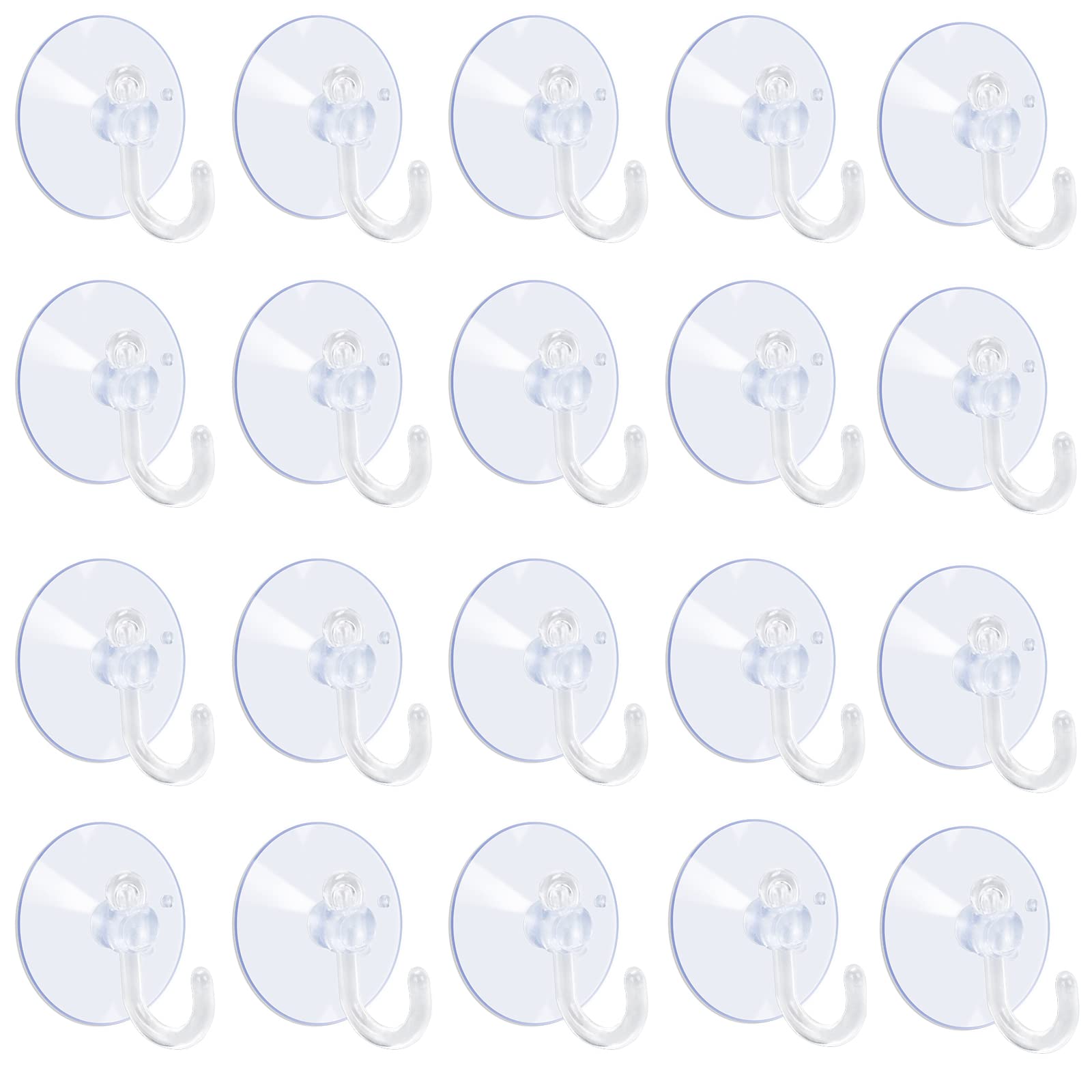 AQUANEAT 20 Packs Suction Cups 1.2/1.8 Inch Clear Sucker Pads with Hooks for Glass Home Organization Decoration (1.2 inch)