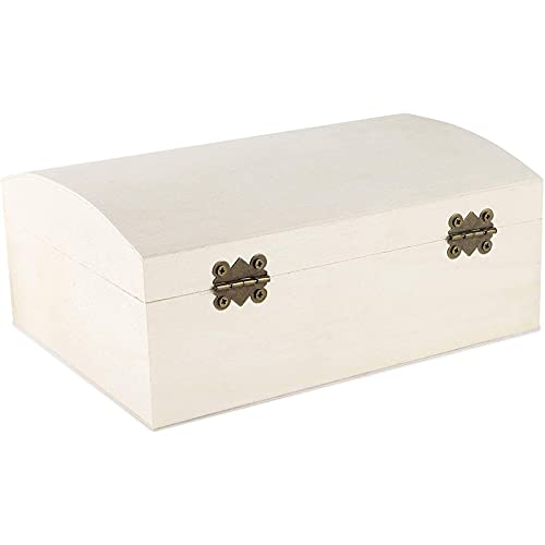 Unfinished Wood Box with Hinged Locking Lid, Wooden Jewelry Box (3 Pack)