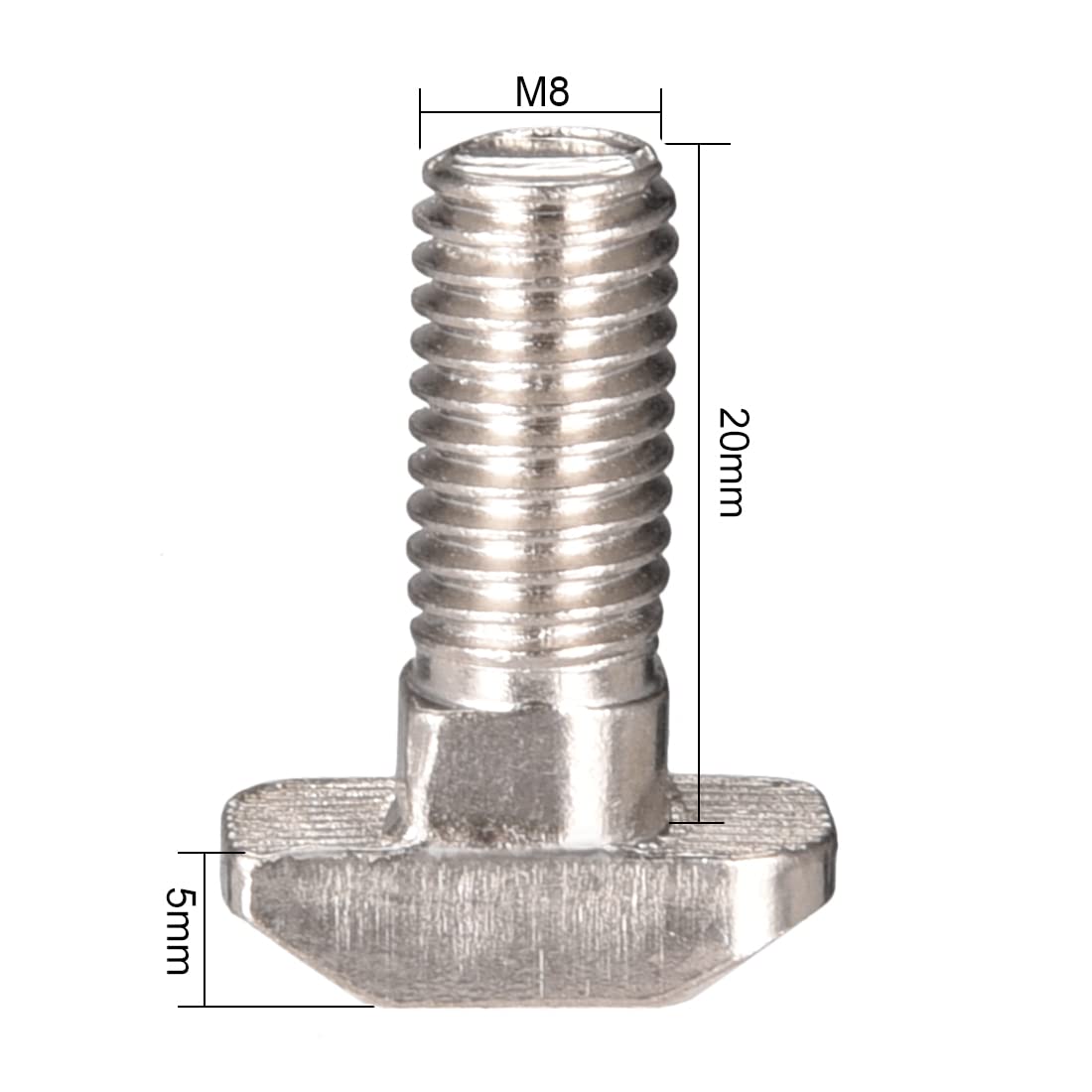 uxcell M8x20mm T-Slot Drop-in Stud Sliding Screw Bolt Carbon Steel 20pcs for 40 Series European Standard Aluminum Profile