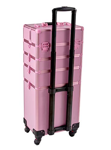 Train Case Rolling 5-in-1 with nail polish holder Portable Makeup Professional Cosmetic Organizer Makeup Traveling case Trolley Cart Trunk