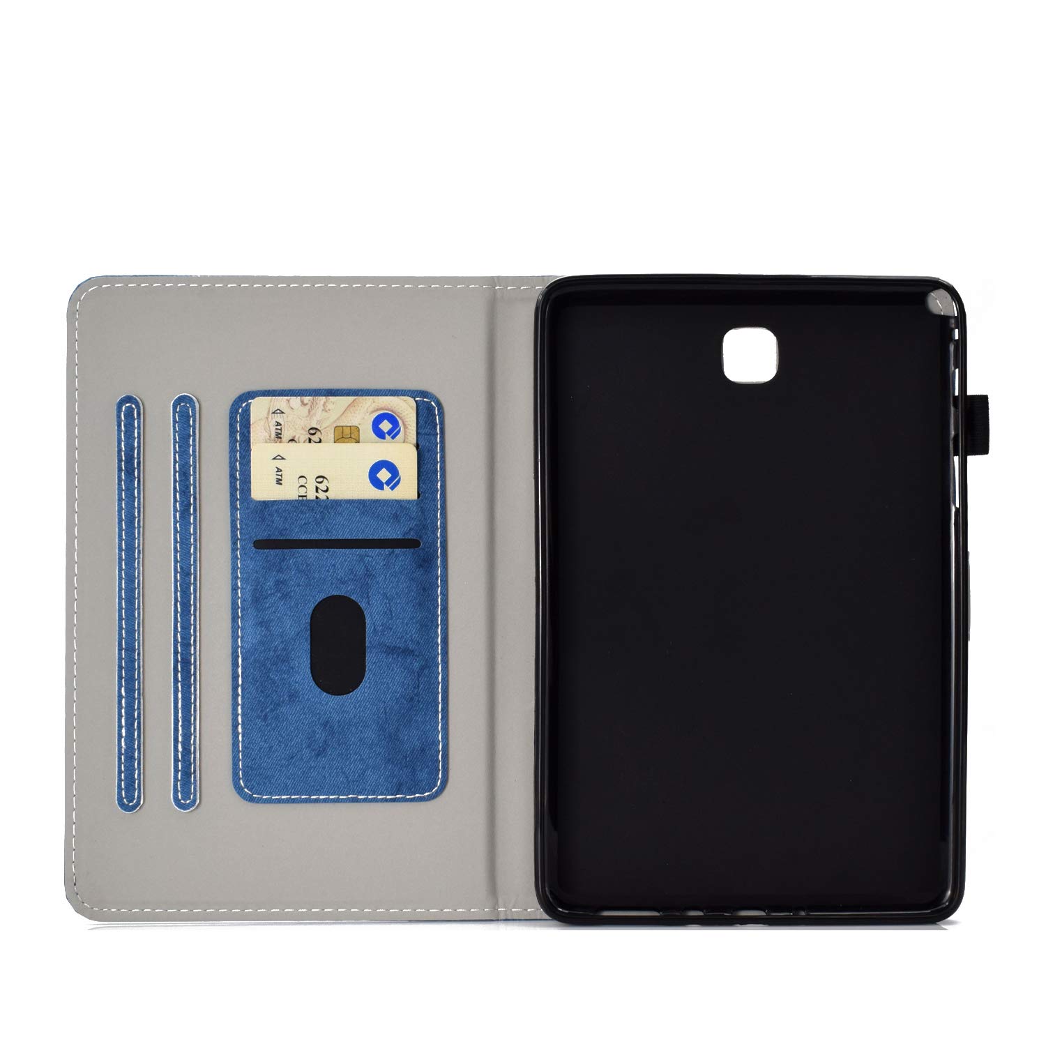 Samsung Galaxy Tab A 8.0 SM-T350 / T355 Case, MonsDirect Smart Denim Slim Wallet Case Protective Kickstand Auto Wake/Sleep Cover for Galaxy Tab A 8.0 inch Tablet SM-T350 / T355 2015 Release, Blue