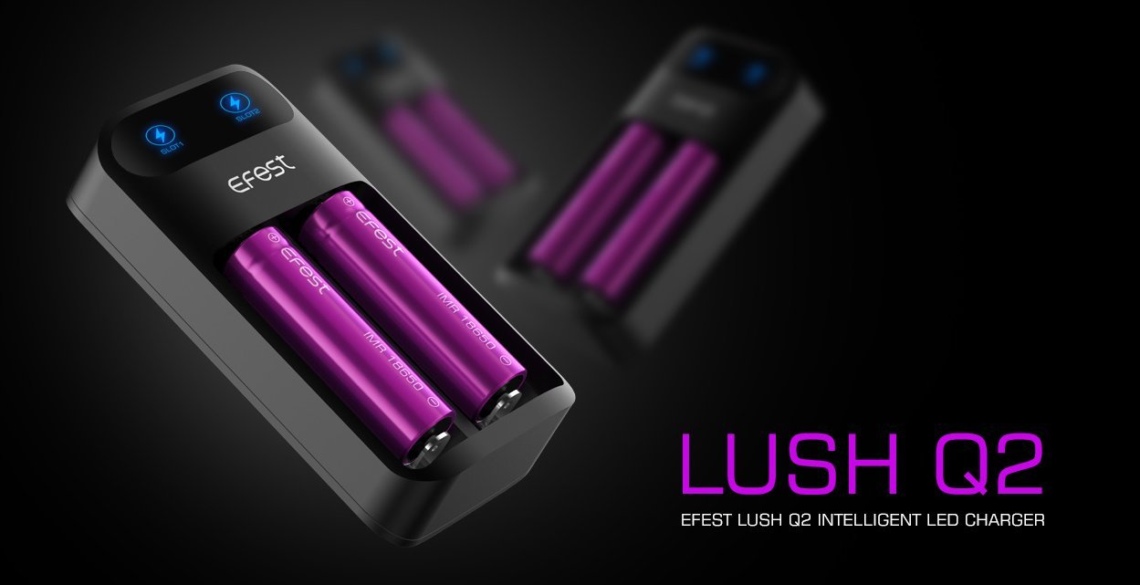 Efest LUSH Q2 Intelligent LED Battery Charger Compatible with Lithium IMR 3.6V and 3.7V Batteries