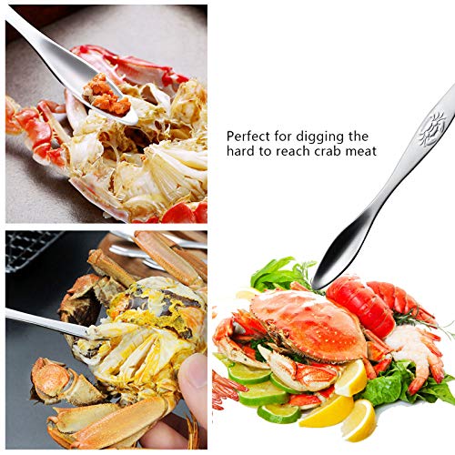 Crab Leg Crackers and Tools - 7 Piece Seafood Tools Upgrade Stainless Steel Lobster Crackers and Picks Set