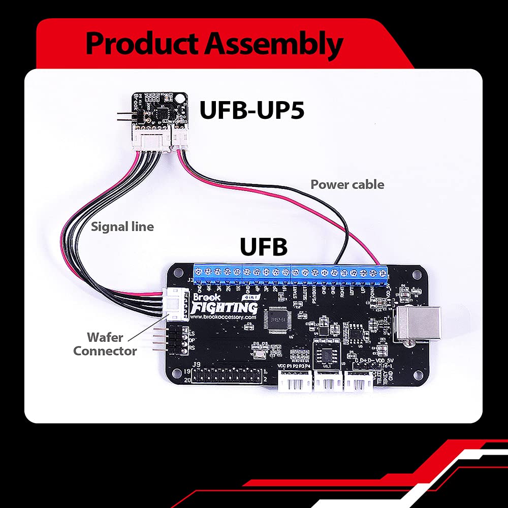 Brook UFB-UP5 Universal Fighting Board Upgrade Kit For PS5 Fighting Games - Small Size PCB Compatible with PS5 Wafer Connector included