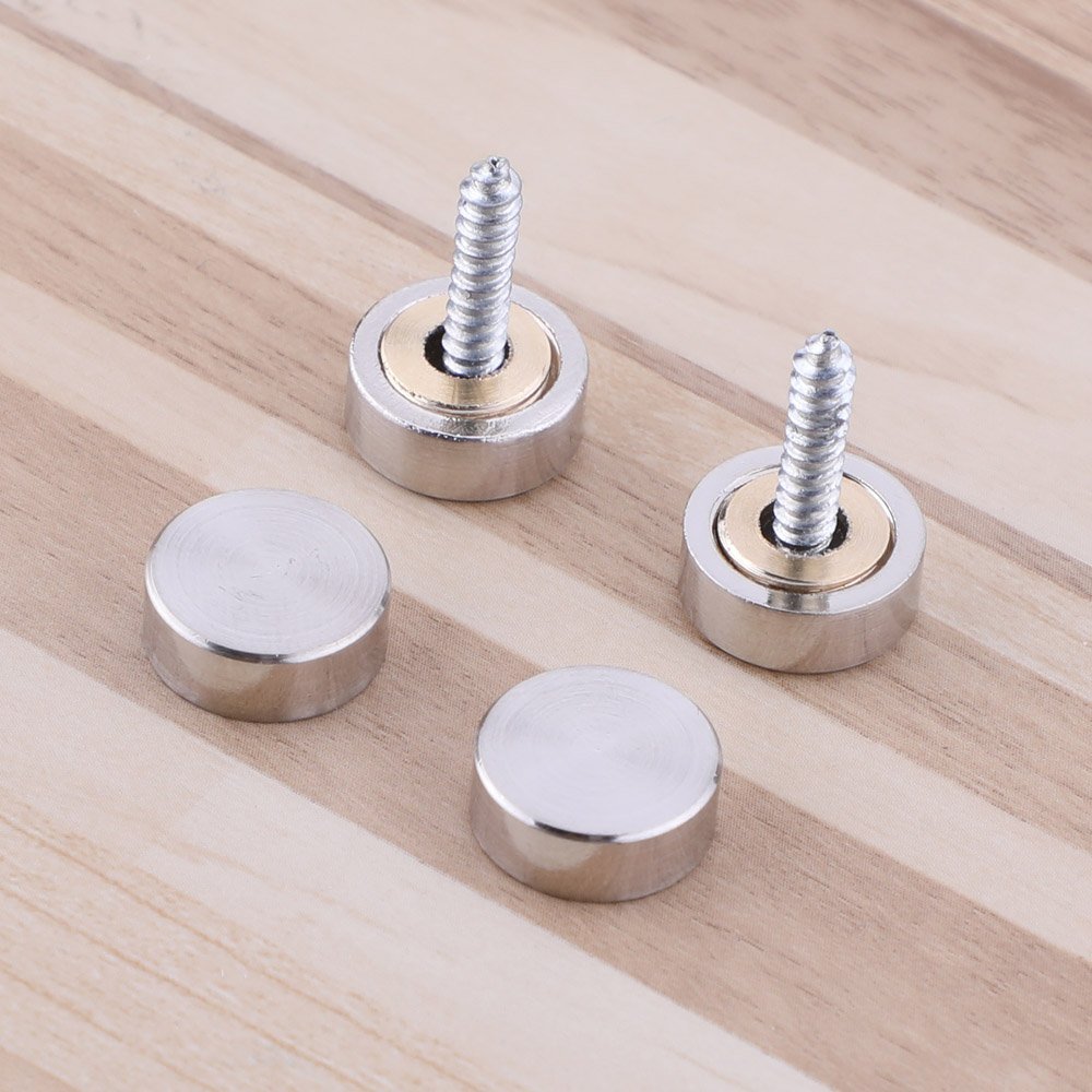 Mellewell 40 PCS Screw Covers Decorative Caps (Solid Brass Construction) Mirror Screws Fasteners, 3/5" Diameter, Brushed Stainless Steel