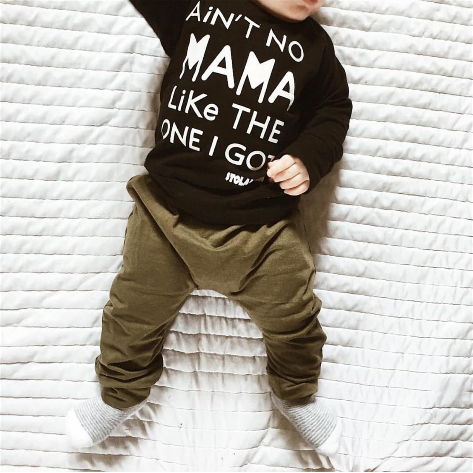 Eghunooy Toddler Baby Boy Letters Printed Tops Pants Leggings Outfits Clothes Set (18-24 Months) Black&green
